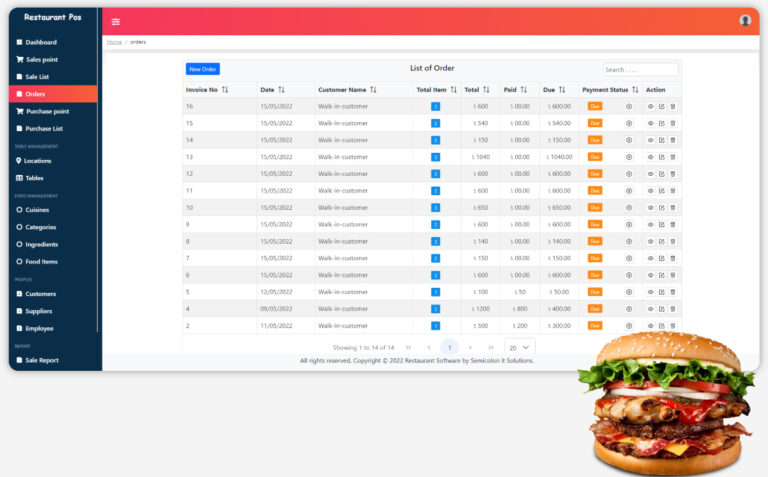 Restaurant Management System Software with POS by Semicolon IT